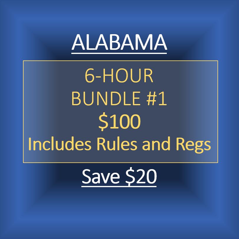 ALABAMA: 6-HOUR BUNDLE #1 INCLUDING RULES AND REGS FOR $100 – DC Hours
